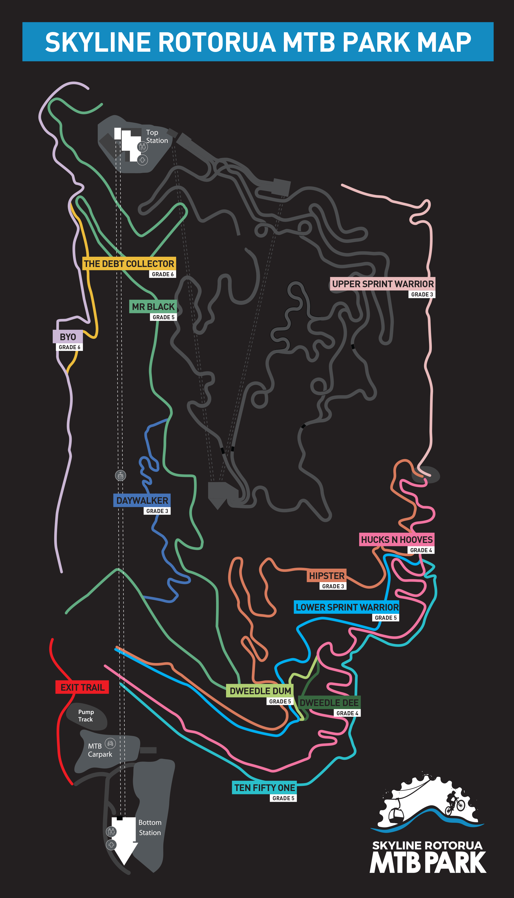 Skyline Rotorua Map | Park Layout, MTB Trails & Attractions