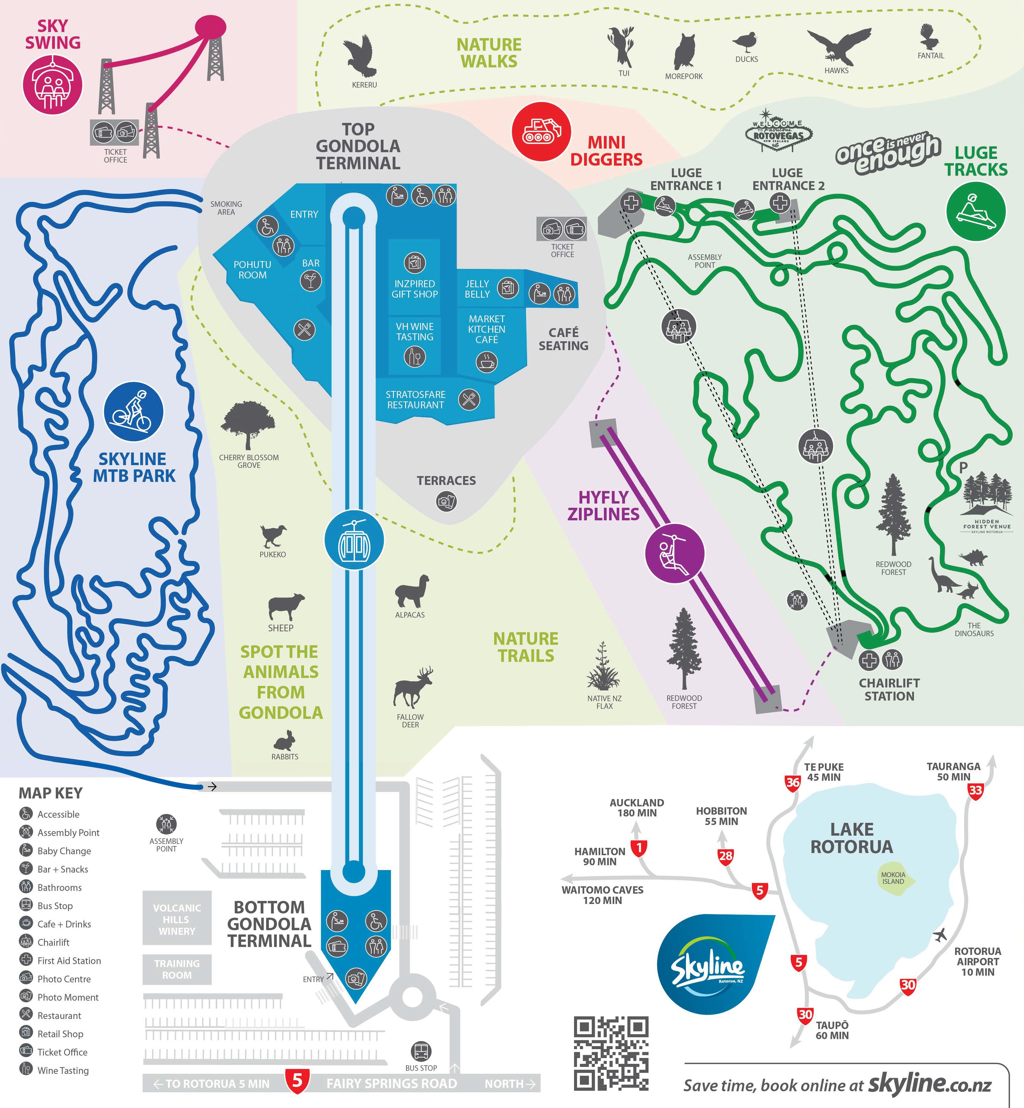 Skyline Rotorua Map | Park Layout, MTB Trails & Attractions